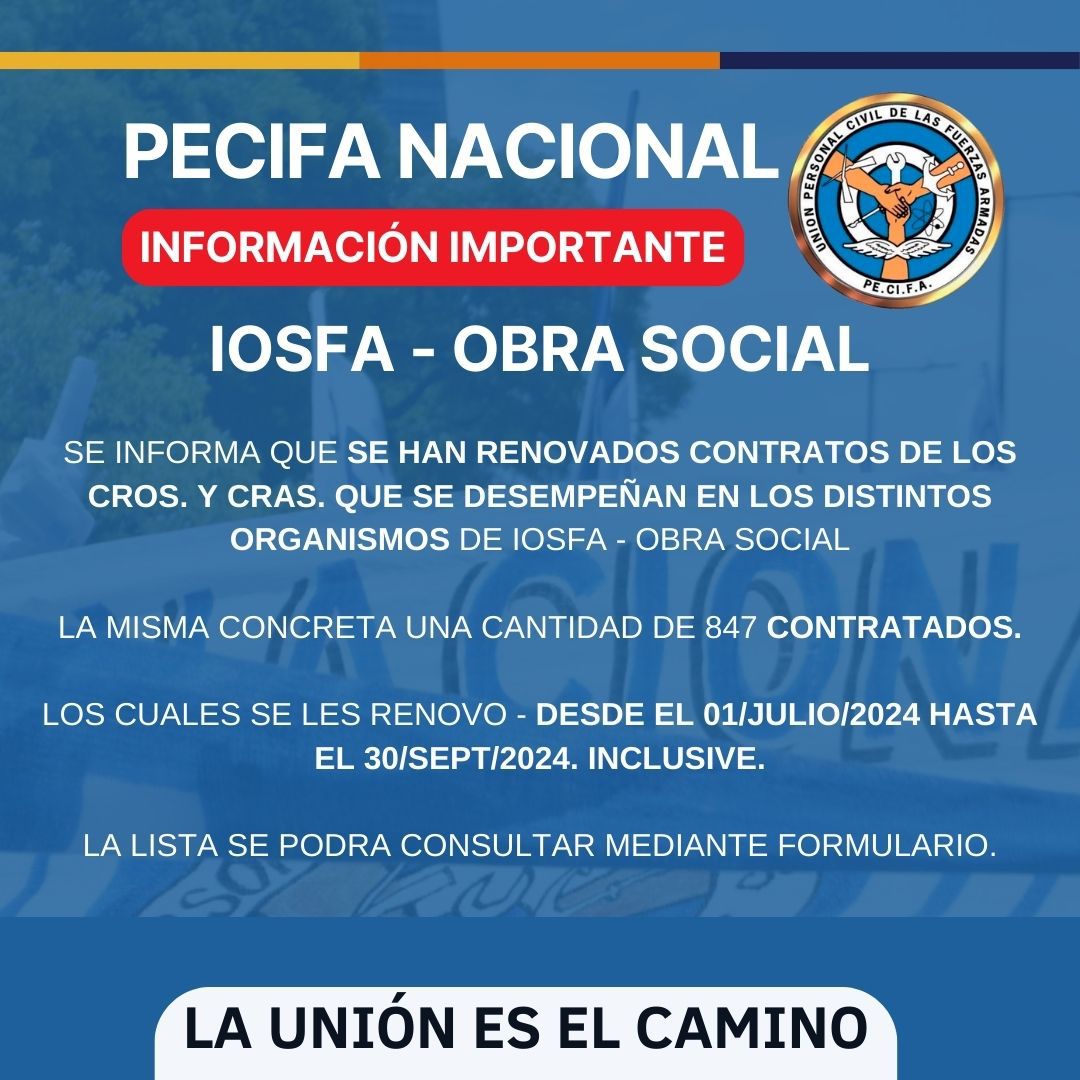 IOSFA – OBRA SOCIAL DE LAS FUERZAS ARMADAS – PE.CI.FA.